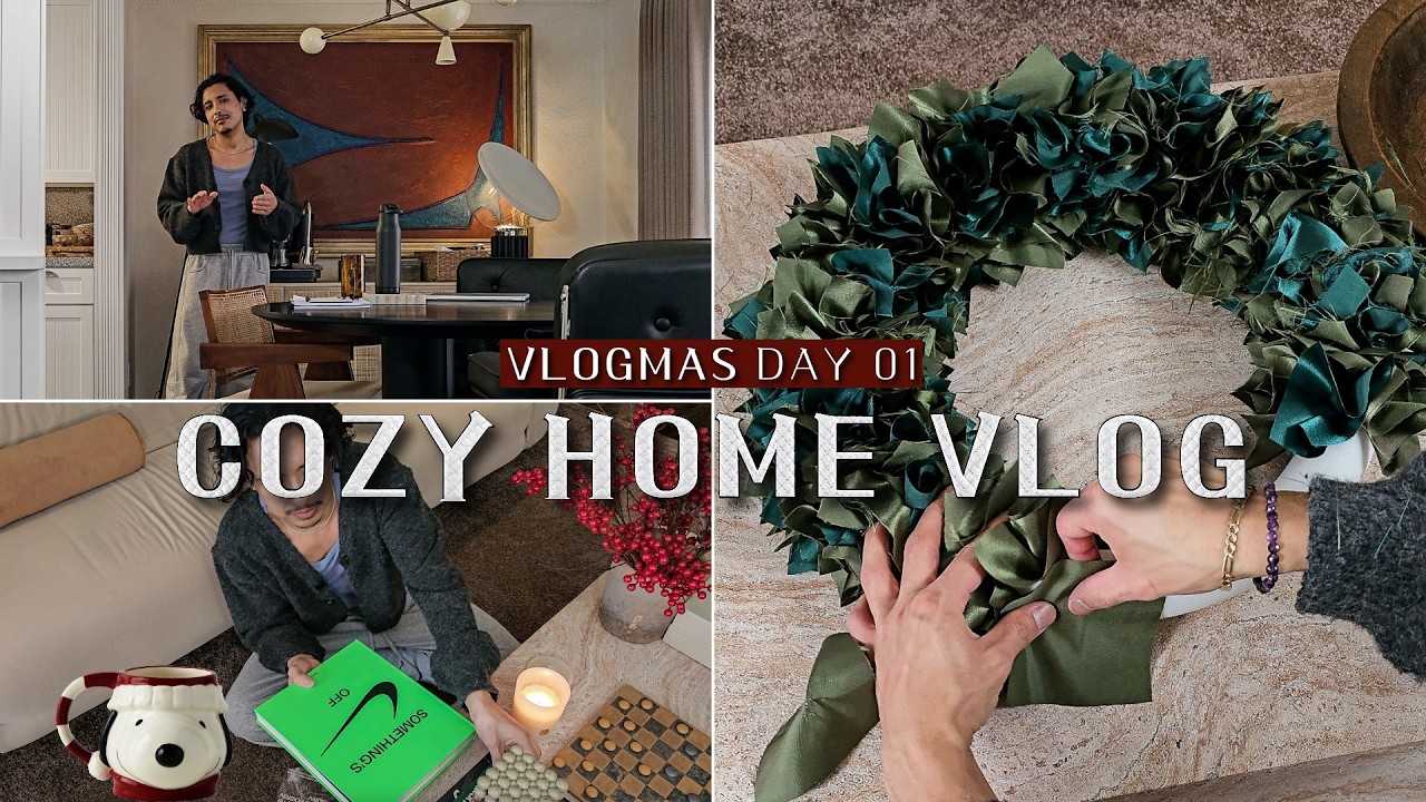 cozy home vlog: DIY wreath, home decor updates, good coffee | VLOGMAS ...