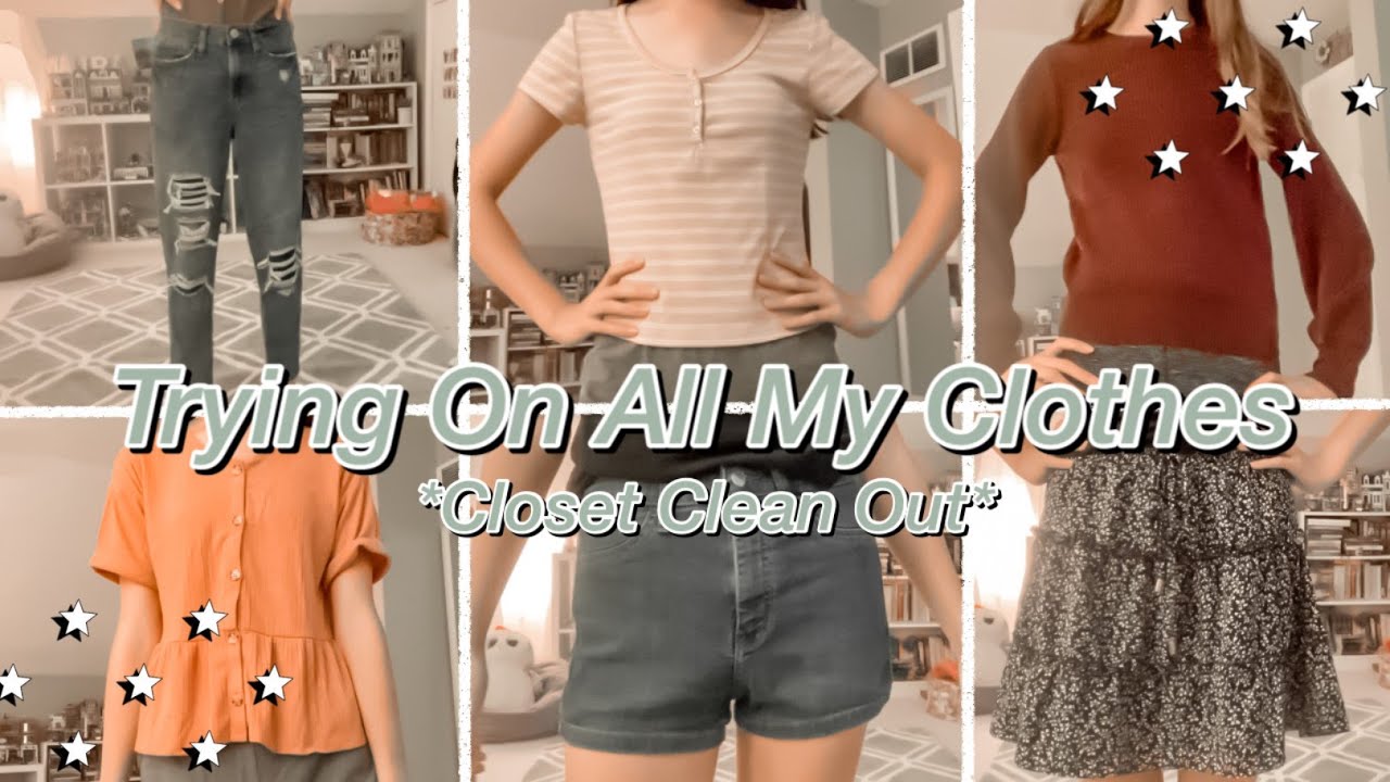 Trying On All My Clothes!!! *Closet Clean Out* - YouTube