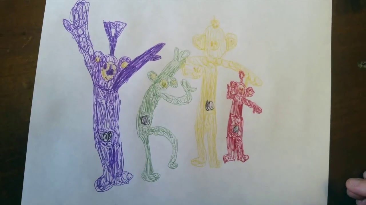 Teletubbies Tinky-Winky Laa-Laa Dipsy Po - 7 year old boy drawing with ...