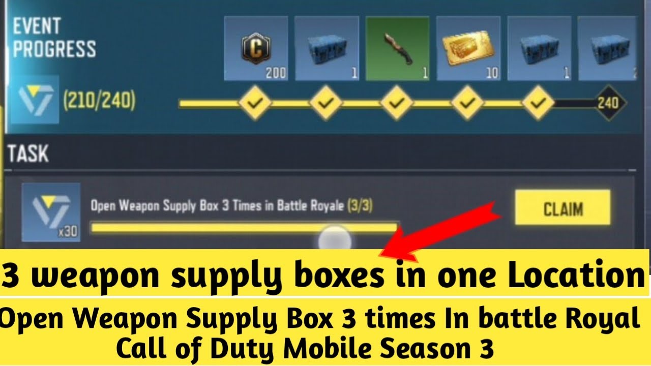 Open Weapon supply box 3 times in Battle Royal Location of 3 weapon ...