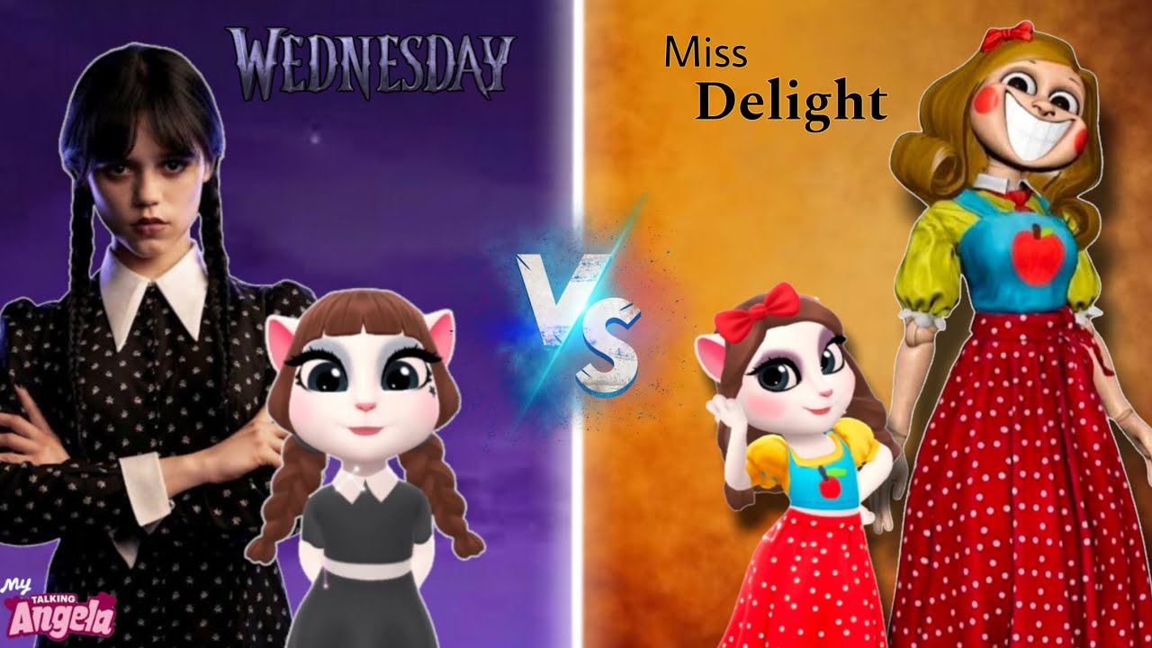 My Talking Angela 2| Wednesday vs Miss Delight| new update cosplay # ...