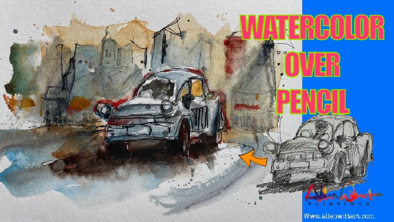 How I apply watercolour washes over a pencil drawing - YouTube
