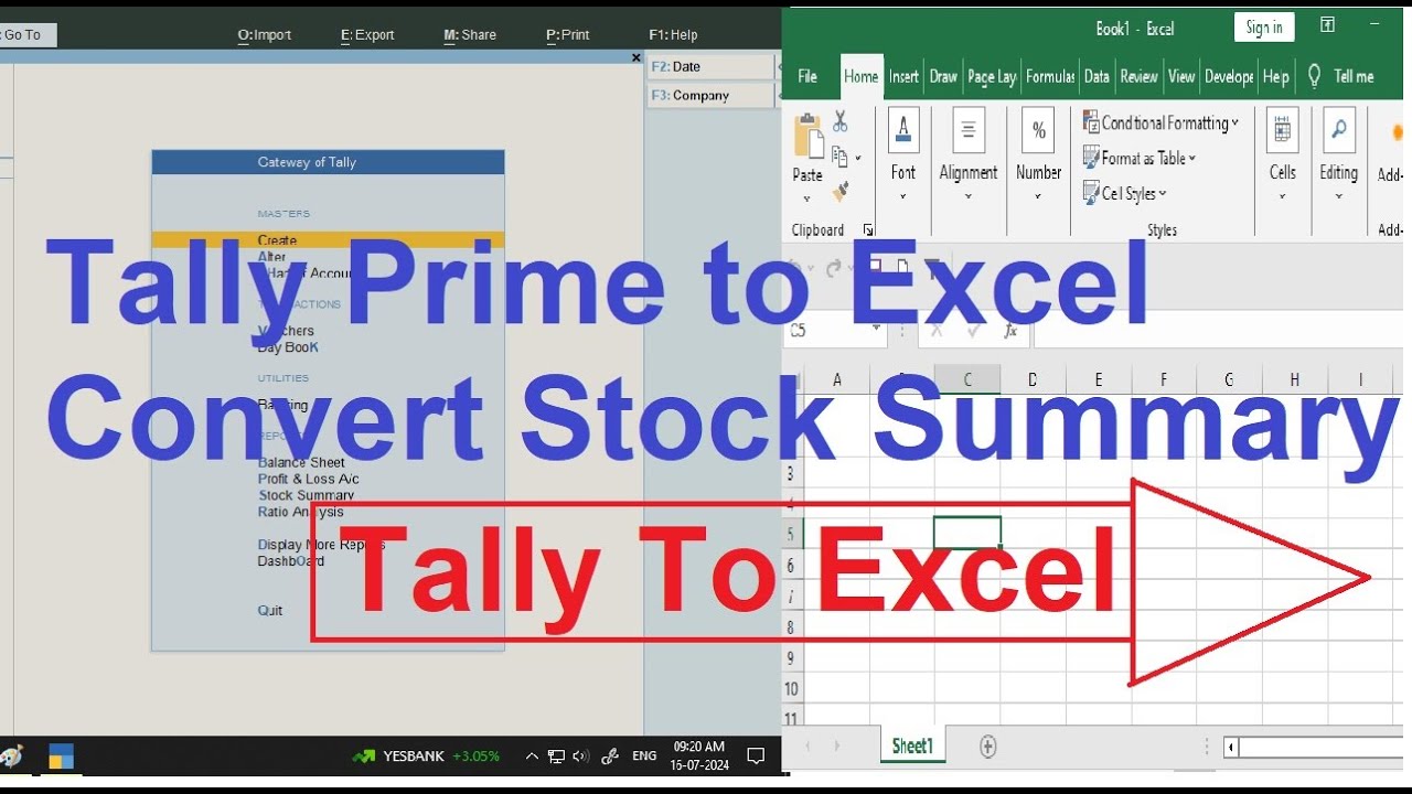Tally Prime to Excel export stock Summary II Export Tally Prime 4.0 to ...