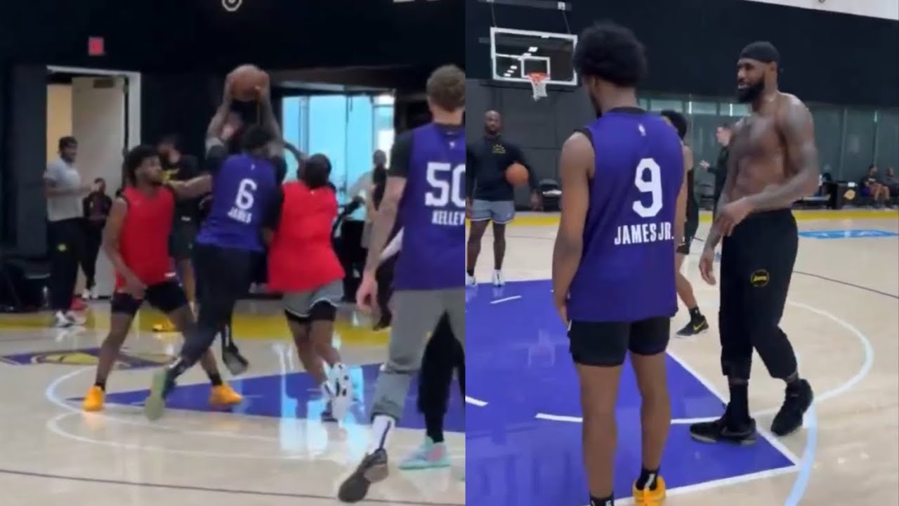LeBron James and Bronny go at each other in Lakers 5v5 scrimmage 🔥 ...
