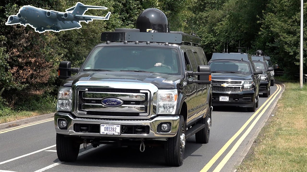 Security vehicles arrive ahead of Biden's visit to London 🇺🇸 🇬🇧 - YouTube