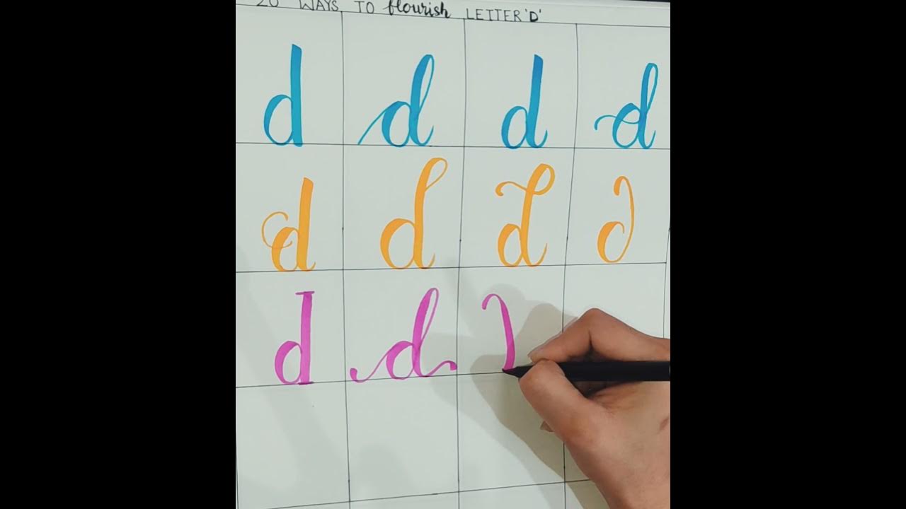 20 ways to flourish letter"D" | beginners Calligraphy | modern brush ...