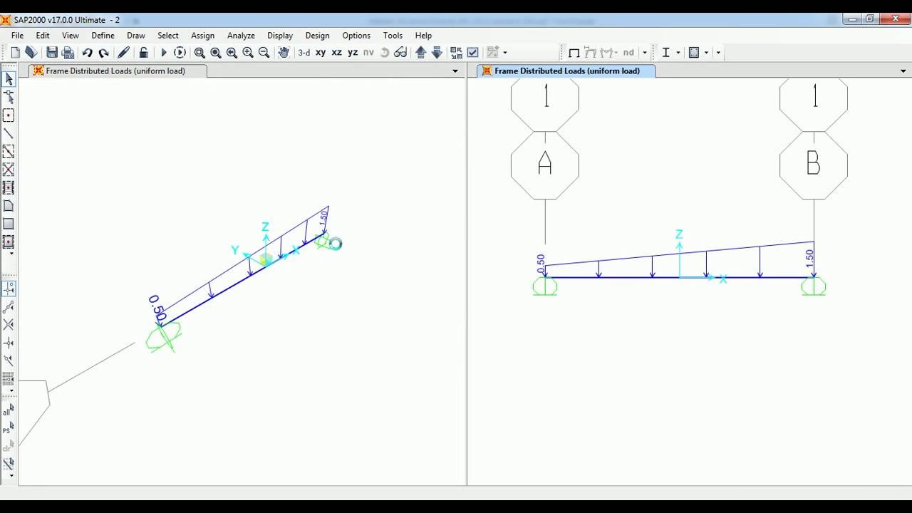 SAP2000-Determine internal force, shear and moment at point C Civil ...