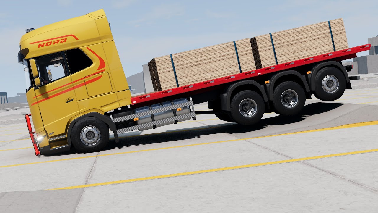 BeamNG Drive - Segra Ultimat Tridem Flatbed Truck Suspension Testing ...