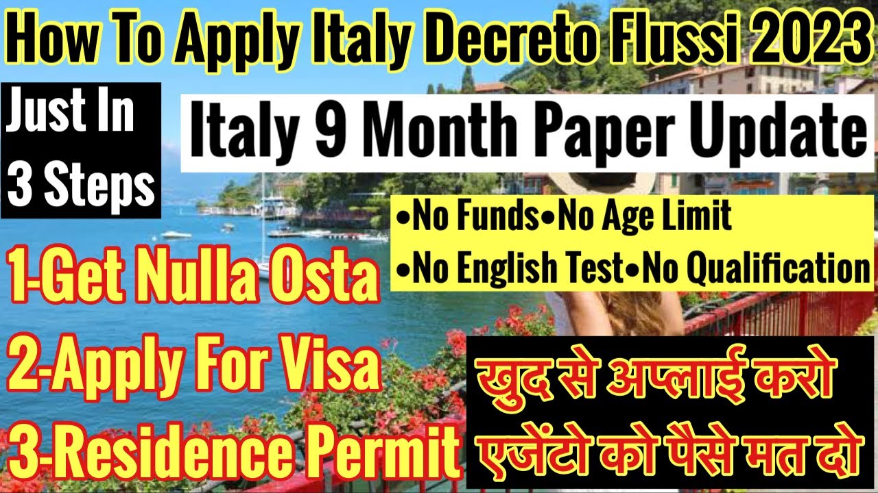 Italy Work Permit Visa 2023 | Decreto Flussi 2023 | Decreto Flussi 2023 Italy | What Is Nulla ...