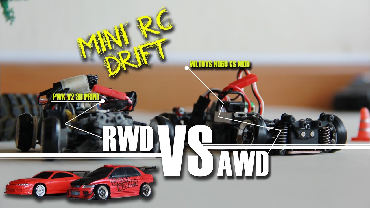 MINI RC DRIFT REHEARSAL [ RWD VS AWD ] / PWK V2 & WLTOYS K969 2.6CS MOD ...