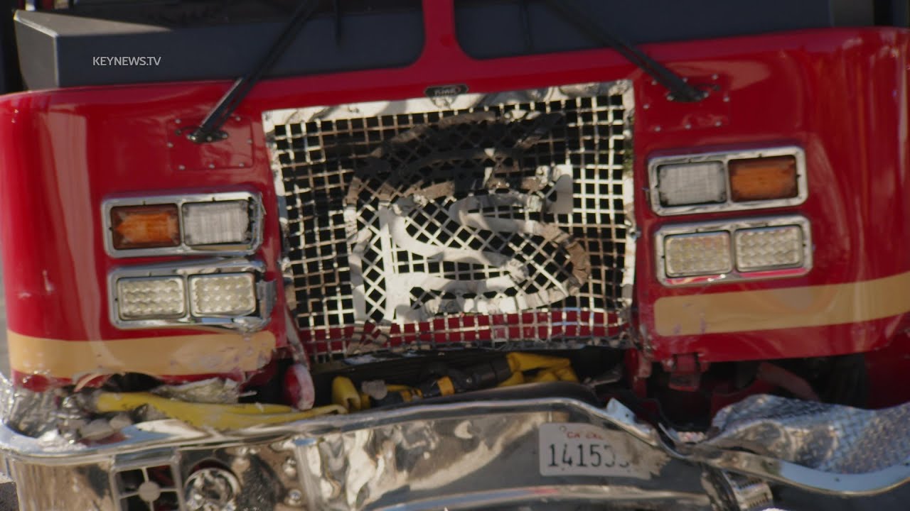 Fire Engine Slams Into Wall, 2 Firefighters Injured - YouTube