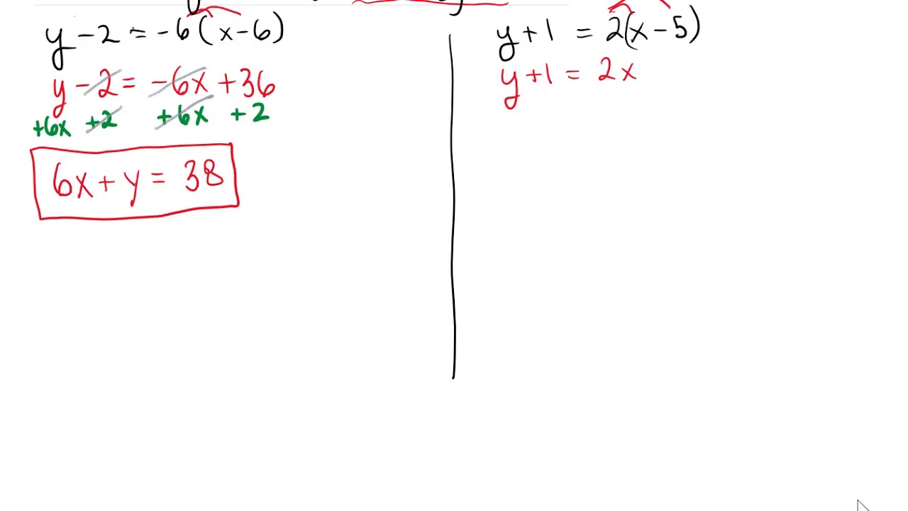 Changing from Point-Slope into Standard form - YouTube