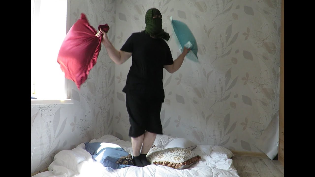 Trampling and hitting pillows (with pillowcases) - YouTube