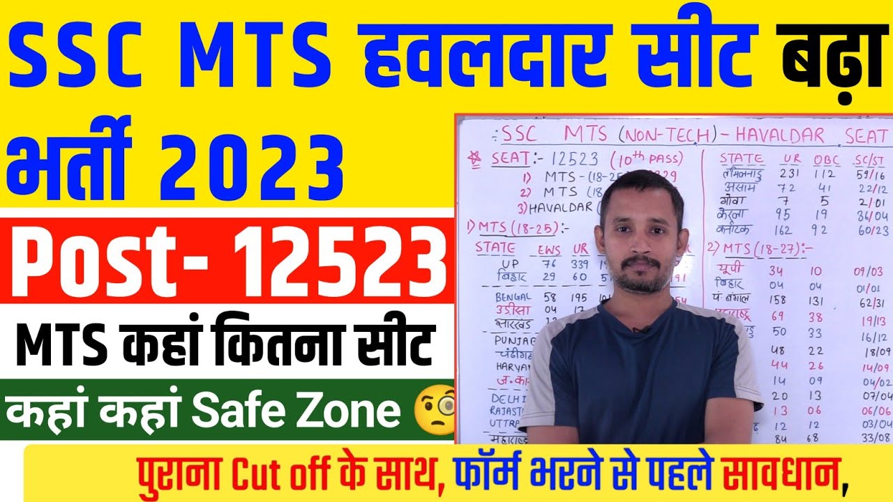 SSC MTS State wise seat 2023 | ssc mts previous year Cut off | ssc mts ...
