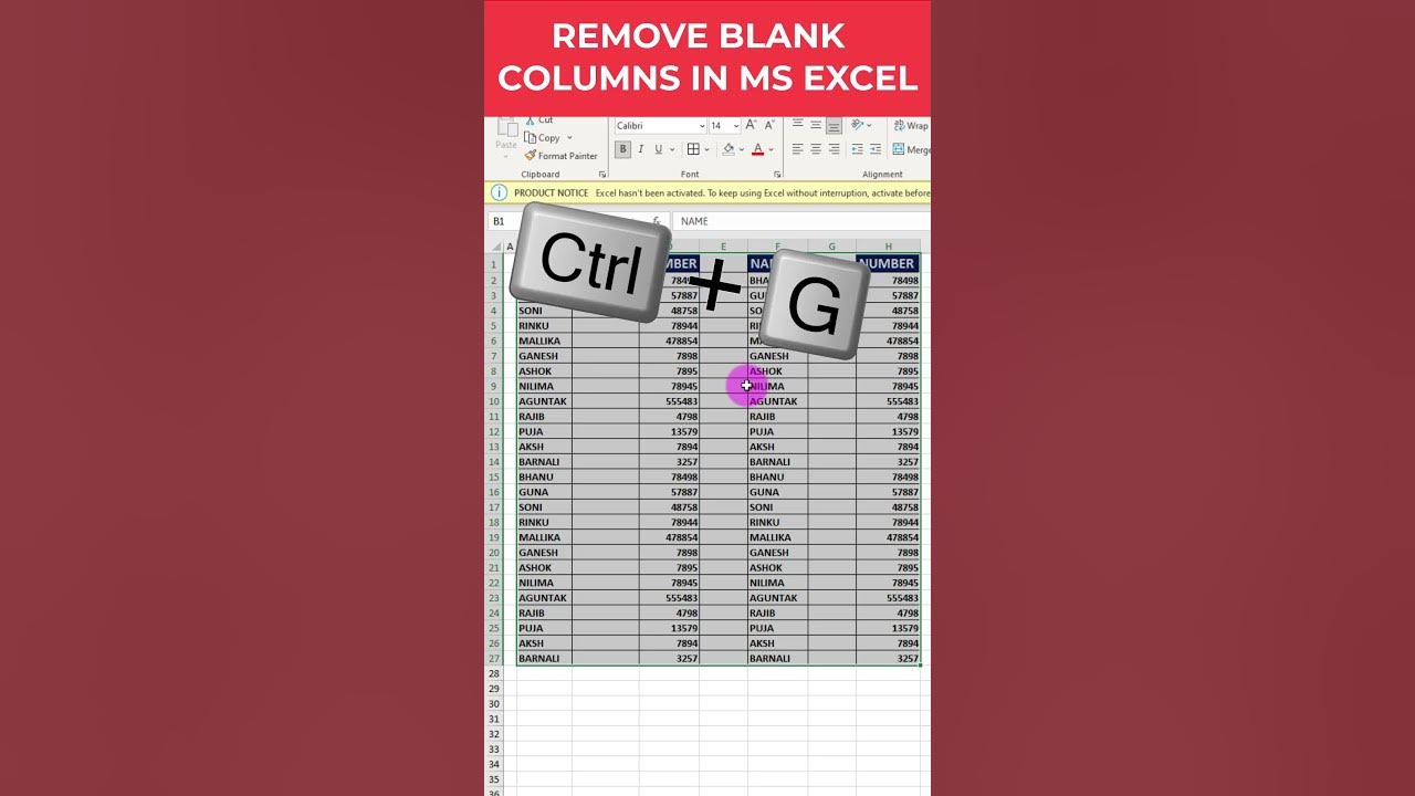 Remove Blank Columns In Ms Excel Viralshort Excelshort Bdcomputertrainingbengali Excel