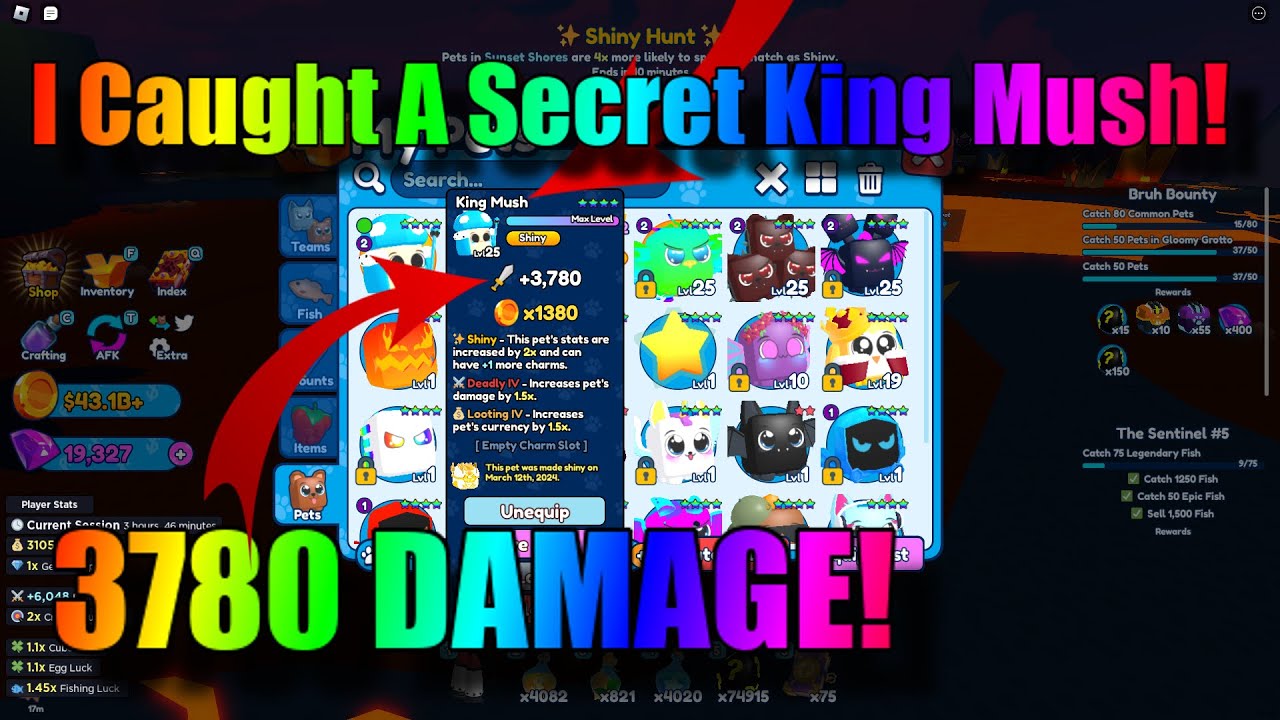 Roblox Pet Catchers I CAUGHT A LEGENDARY KING MUSH!!! - YouTube