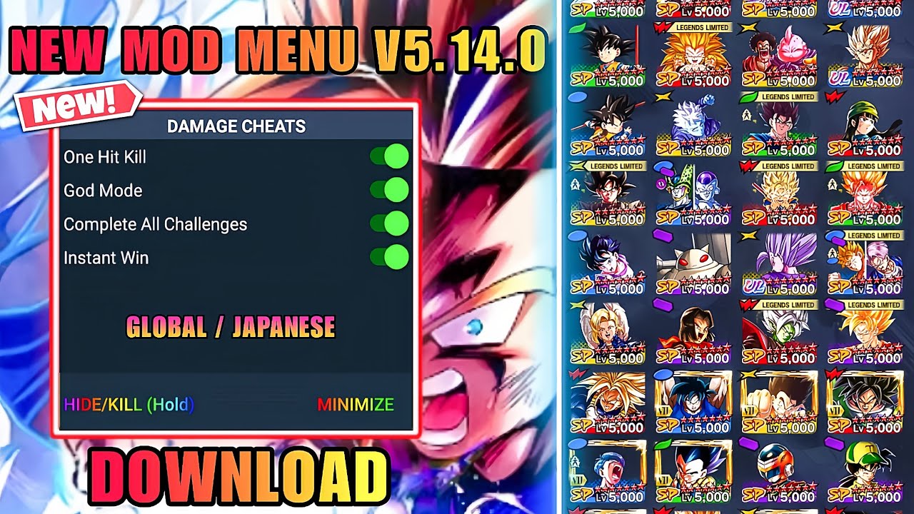 NEW! Dragon Ball Legends v5.14.0 MOD MENU APK / Unlock 14 Stars / Godly ...