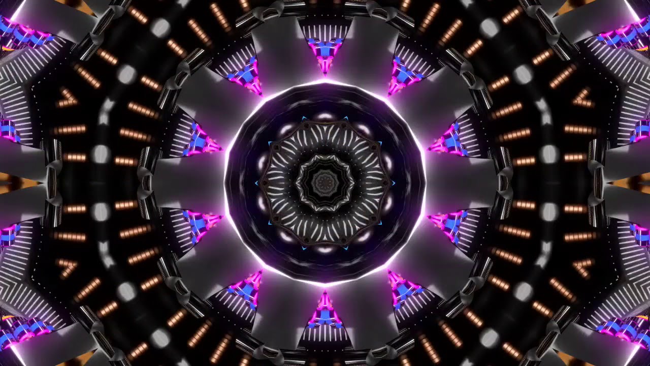 FREE Colorful Disco Kaleidoscope Background, animated, video projection mapping, neon, flicker ...