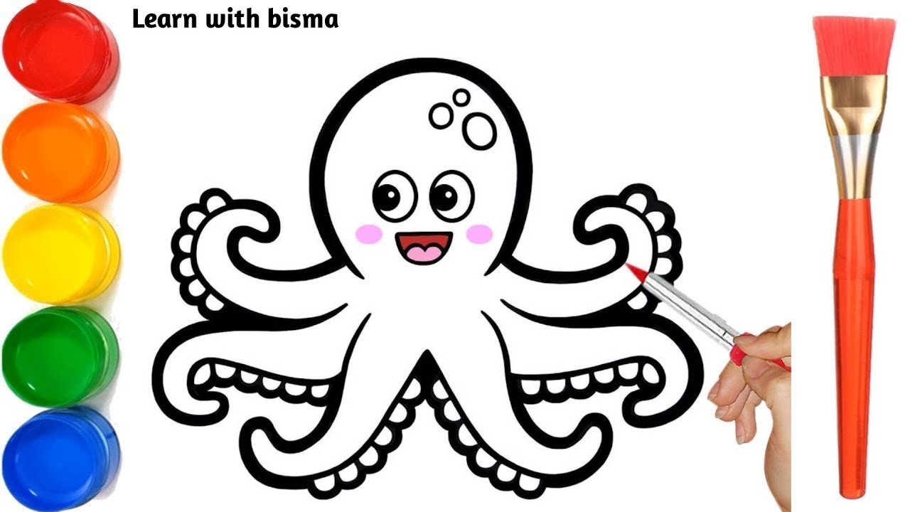 How to Draw octopus drawing, Painting and Coloring for Kids & Toddlers ...