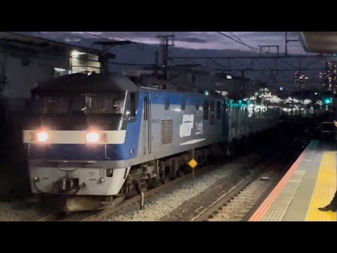 桃代走【クリーンかわさき号（川崎市専用廃棄物等輸送貨物列車）】JR貨物EF210形100番台172号機＋コキ19B（両）が新川崎駅を通過するシーン（152レ・新A27・コンテナ輸送）2022. ...