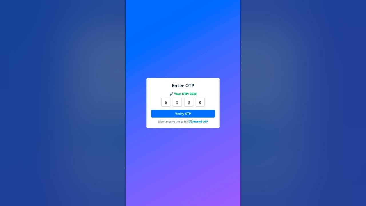 Build a OTP Generator using html javascript and tailwindCss OTP Generator #otpverification # ...