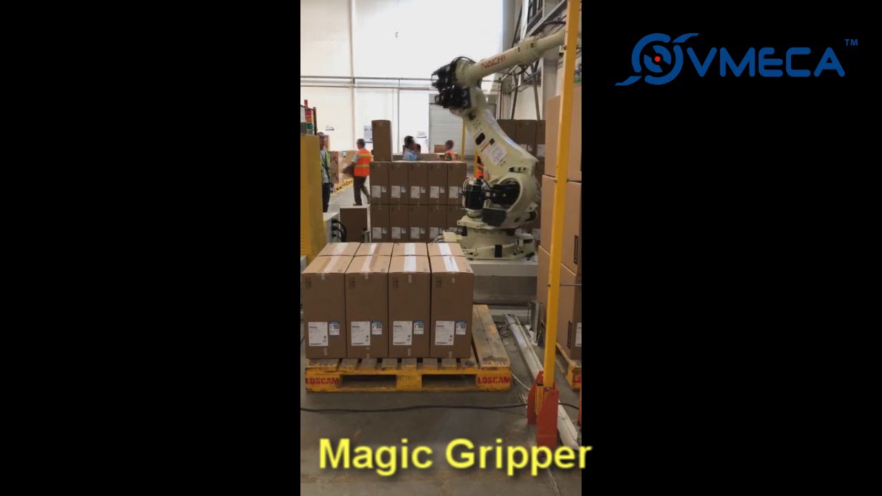 Magic Grippers - Palletizing carton boxes with NACHI robots - YouTube