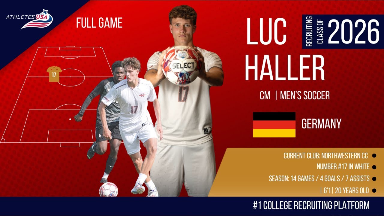 Men's Soccer | Midfielder, COM | Luc Haller, Germany | Full Game ...