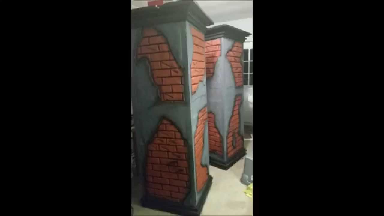 halloween prop cemetery columns 2015 - YouTube