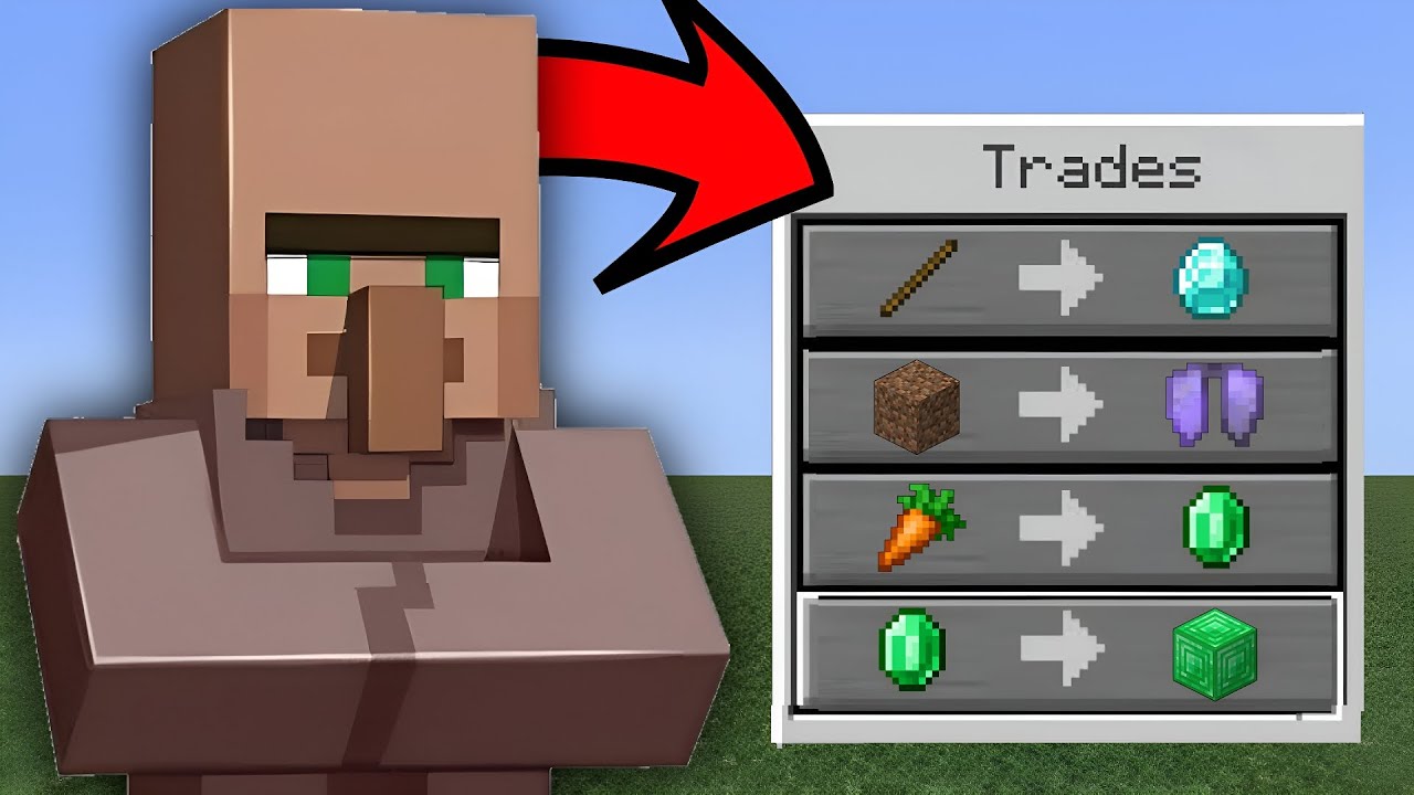 Minecraft, But Villagers Trade OP Items... - YouTube