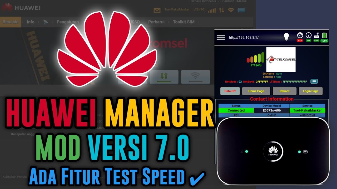 HUAWEI MANAGER MOD VERSI 7.0 🔥 ADA FITUR TEST SPEED - YouTube