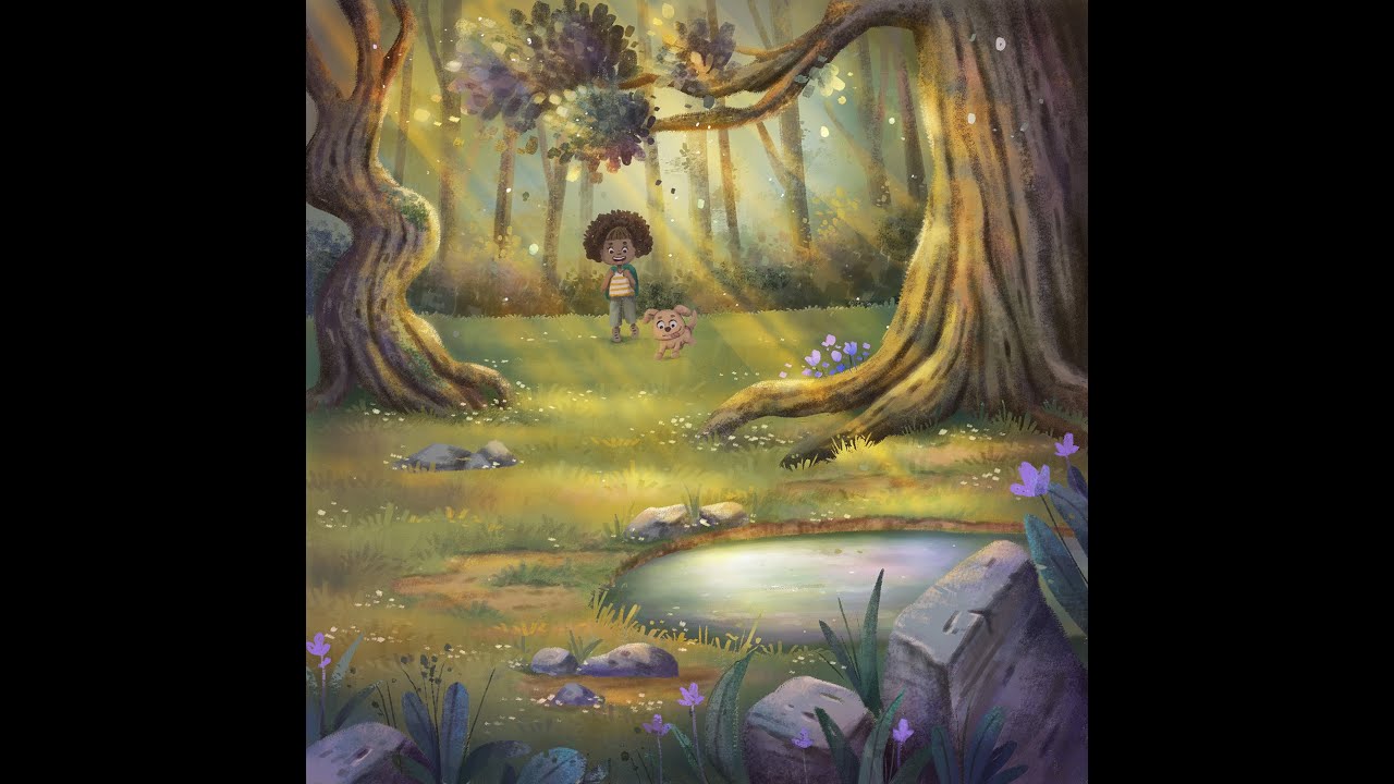 Speed Painting in Photoshop, Forest illustration, Girl with her Dog in ...