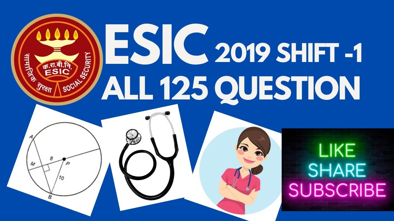 ESIC || Shift-1 || Previous year question paper(2019) - YouTube