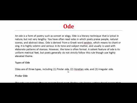 Ode | What is Ode? Figure of Speech | Literary Terms | Ode ki? - YouTube