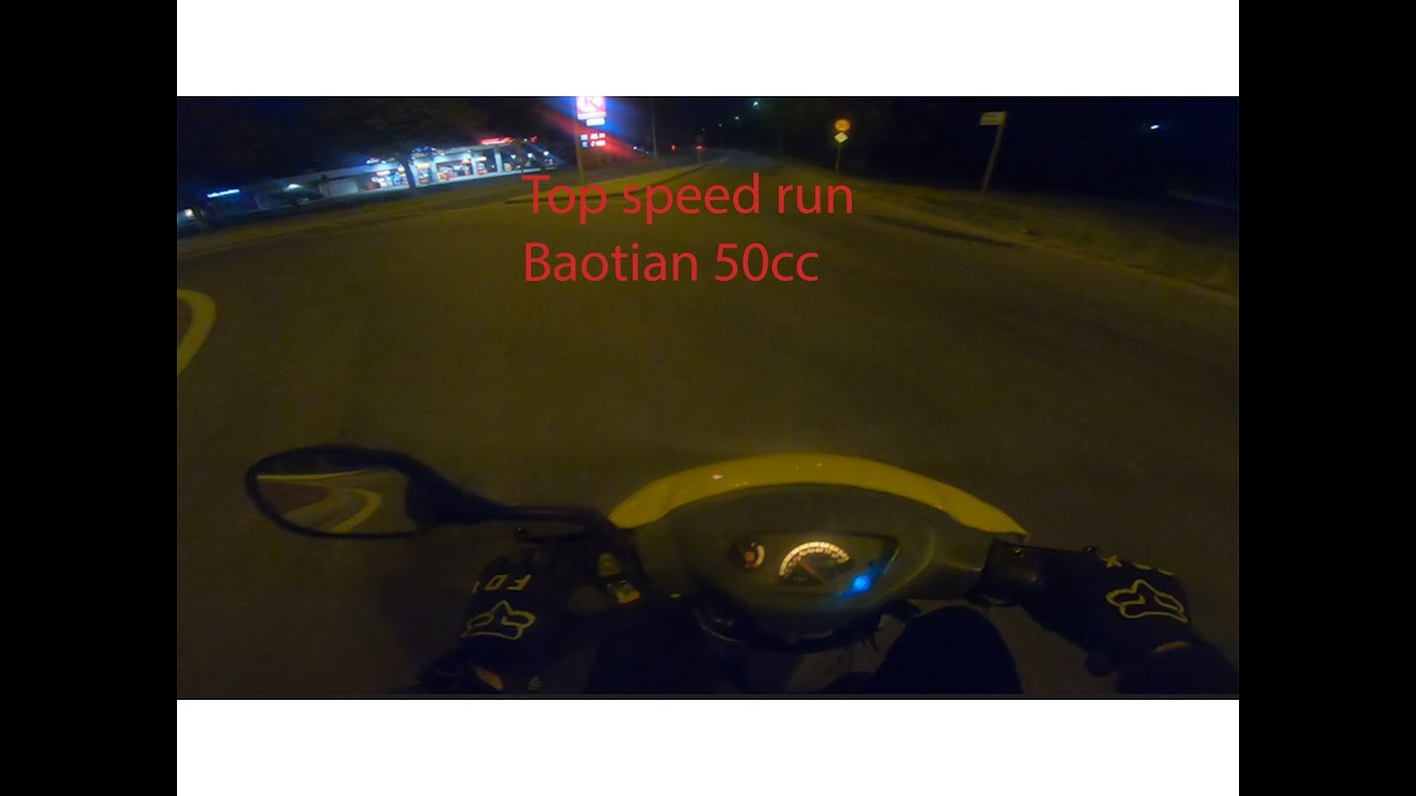Baotian classic 50cc top speed run. - YouTube