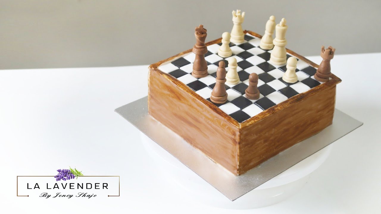 Chessboard cake tutorial || fondant chessboard pieces - YouTube