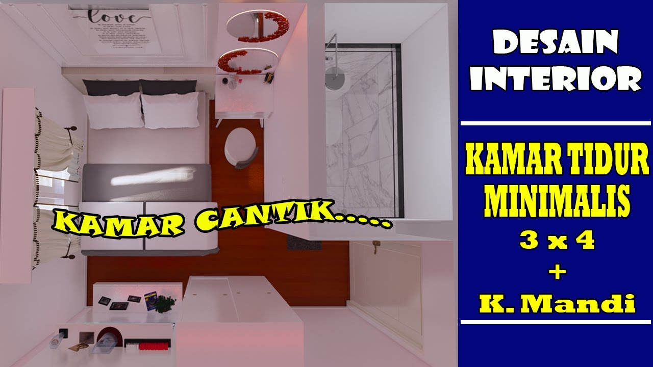 DESAIN INTERIOR KAMAR TIDUR MINIMALIS 3X4 KAMAR MANDI DALAM - YouTube