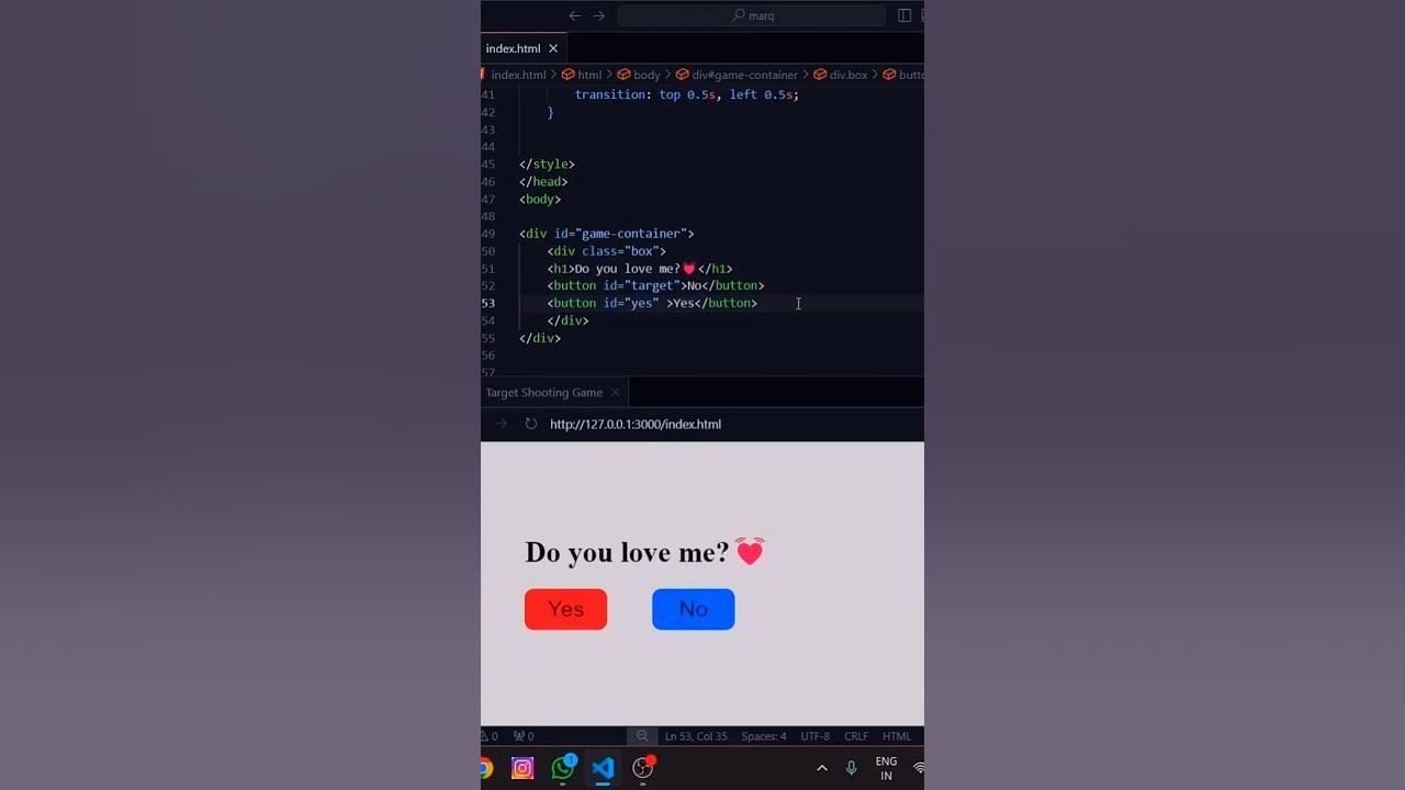 Do You Love Me♥️🥰♥️htmlcss And Javascript Projectprogrammingjavascript Html Coding Learn
