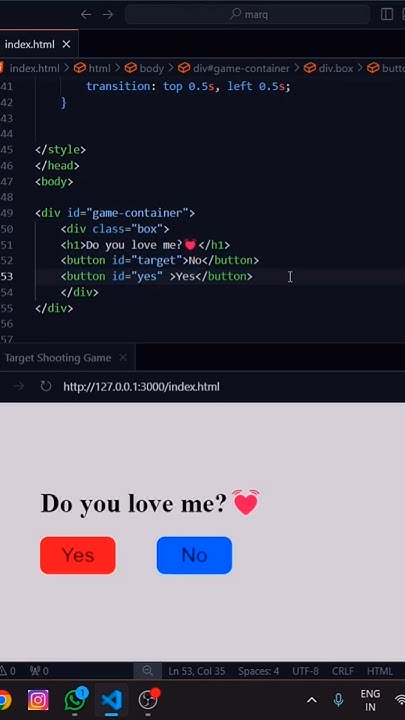 Do You Love Me♥️🥰♥️htmlcss And Javascript Projectprogrammingjavascript Html Coding Learn