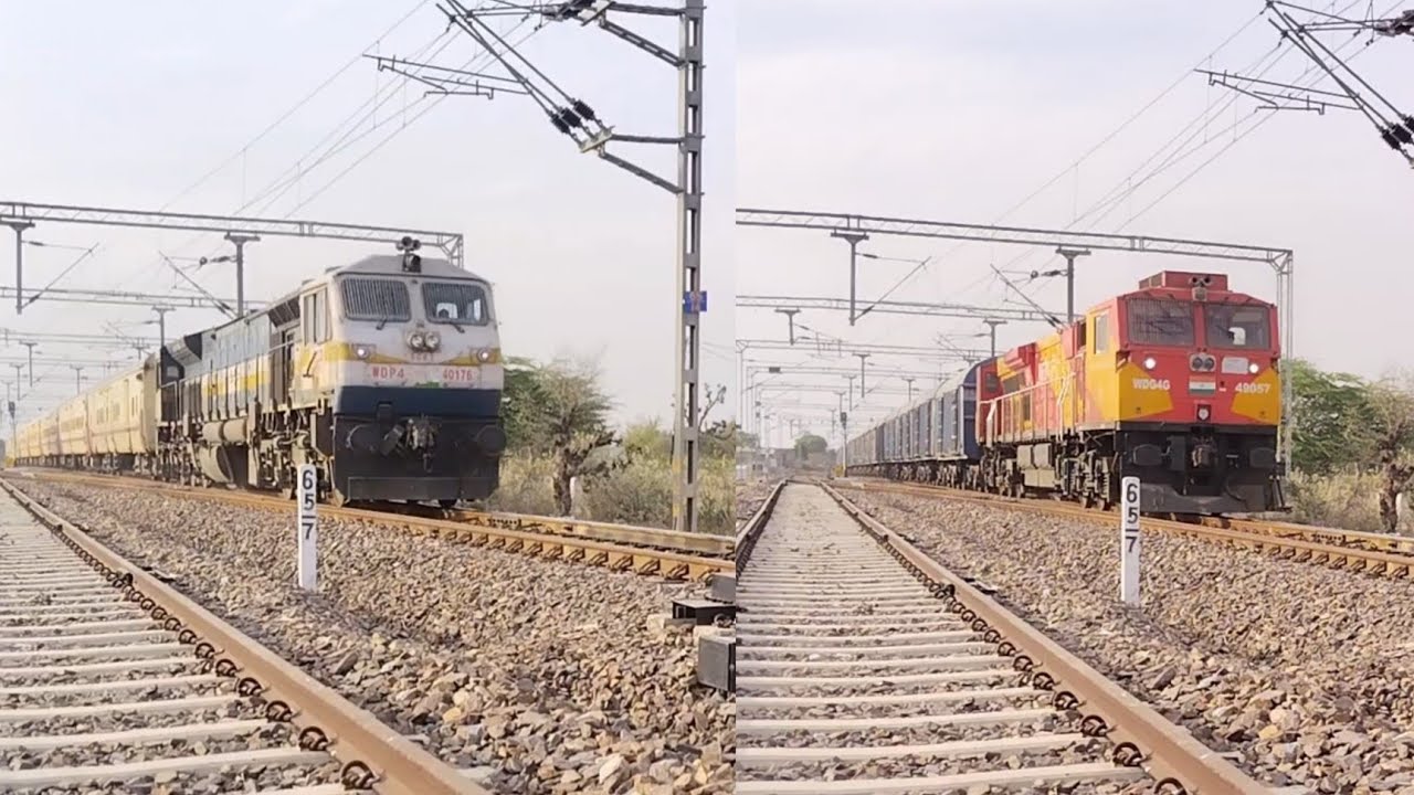 Two Trains Passing Goods And Express - YouTube