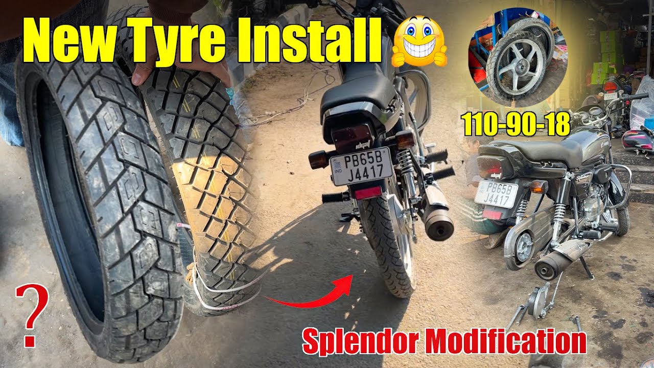 Splendor Modification 🙌| Install Big Tyre In Splendor | 110/90/18 👻 ...