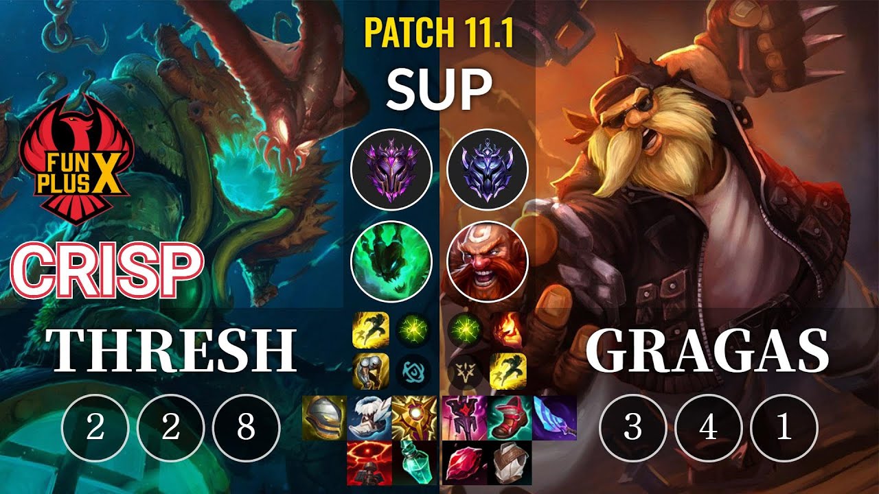 FPX Crisp Thresh vs Gragas Sup - KR Patch 11.1 - YouTube