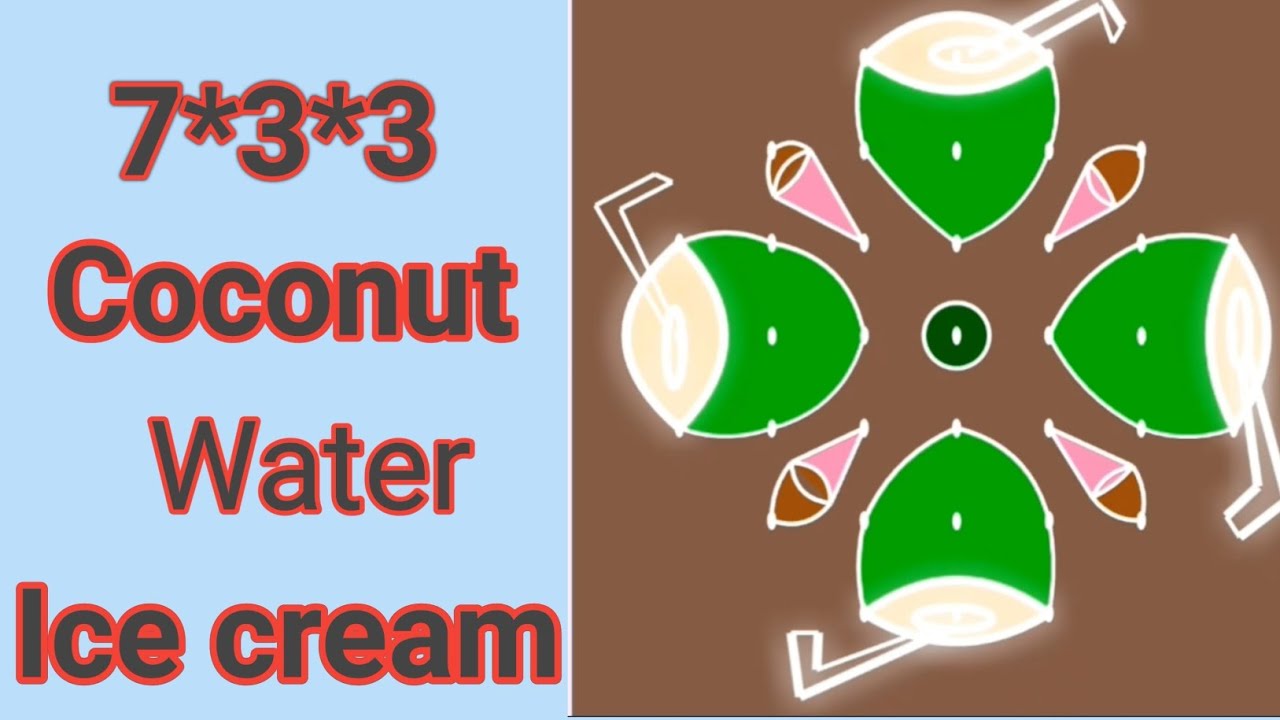 Coconut water and Ice cream Rangoli, Tender Rangoli, Eleneer And Ice ...