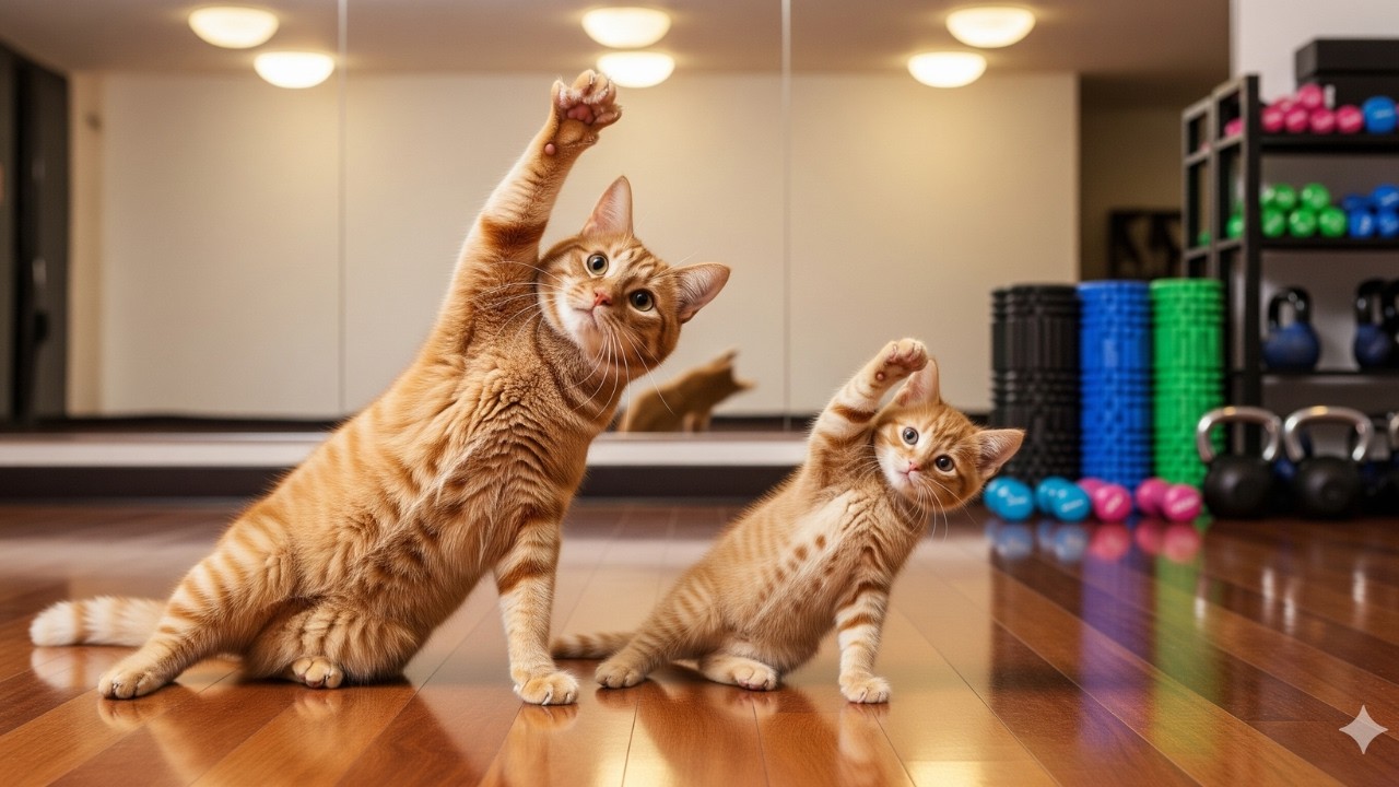 Adorable Mama Cat & Kitten Try Gym Exercises Together 😻🏋️‍♀️cat video ...
