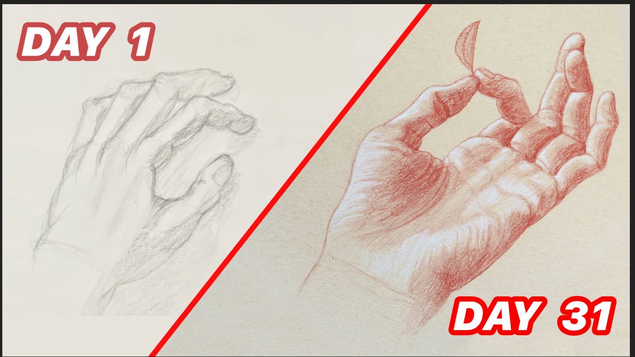i made a drawing of my hand for 30 days in a row... - YouTube