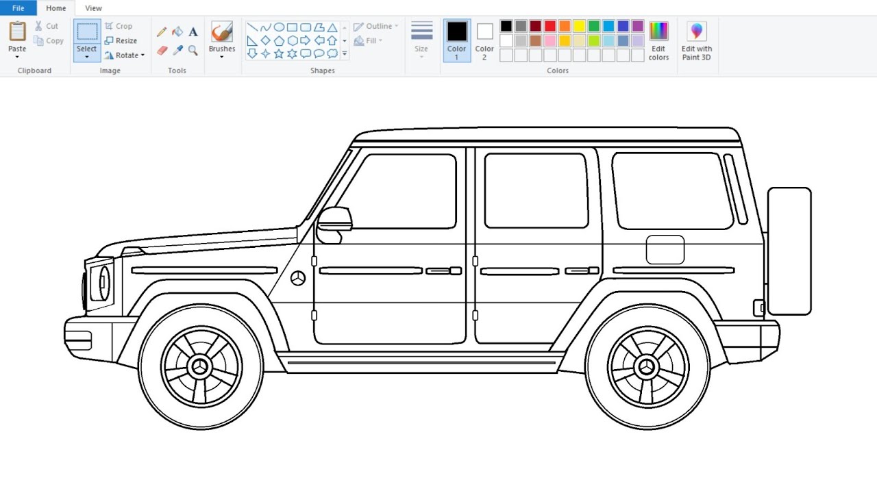 How to draw Mercedes G Wagen in computer using Ms Paint | Mercedes G ...