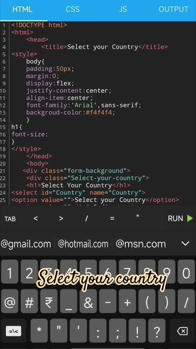 Subscribe for more coding #how will you make to select Your country using html css #coding - YouTube