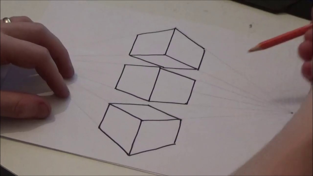 Intro to 2-point-perspective: Cubes - YouTube