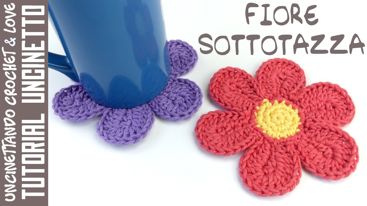 Tutorial Uncinetto - Fiore Sottotazza (sottotitoli in inglese e ...