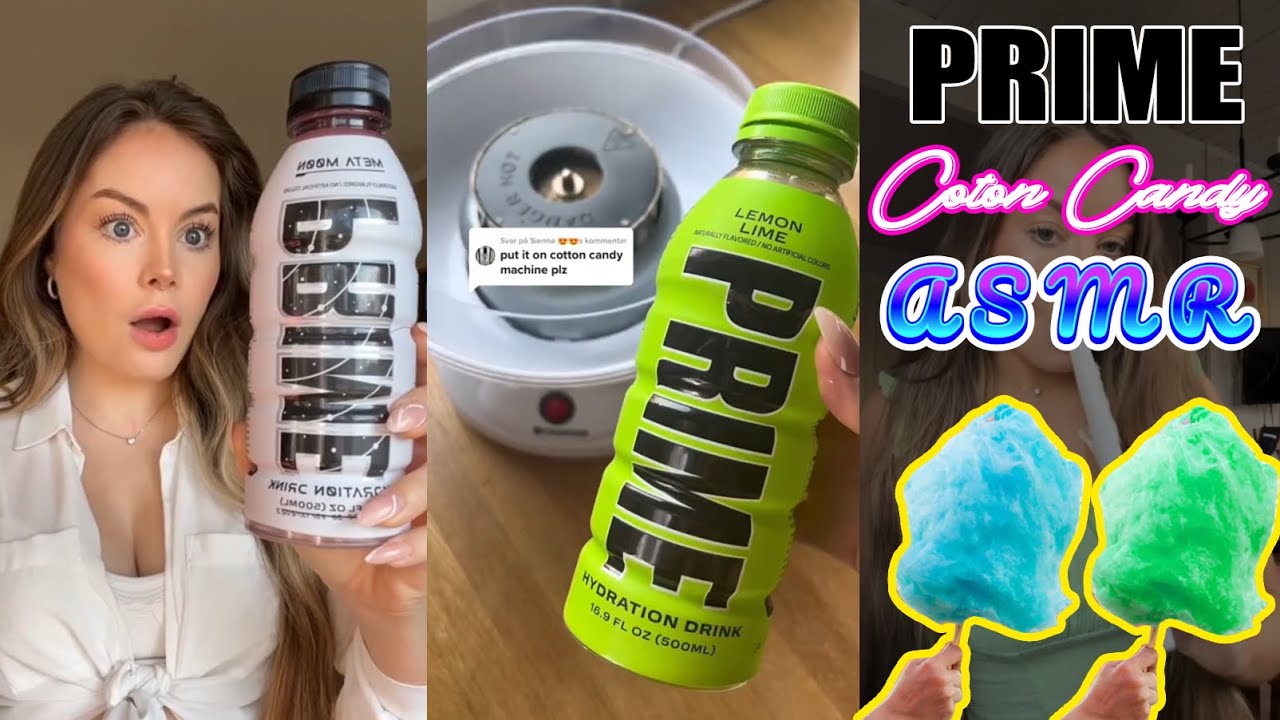 Making Cotton Candy with PRIME | asmr eating | Relaxing sounds - YouTube