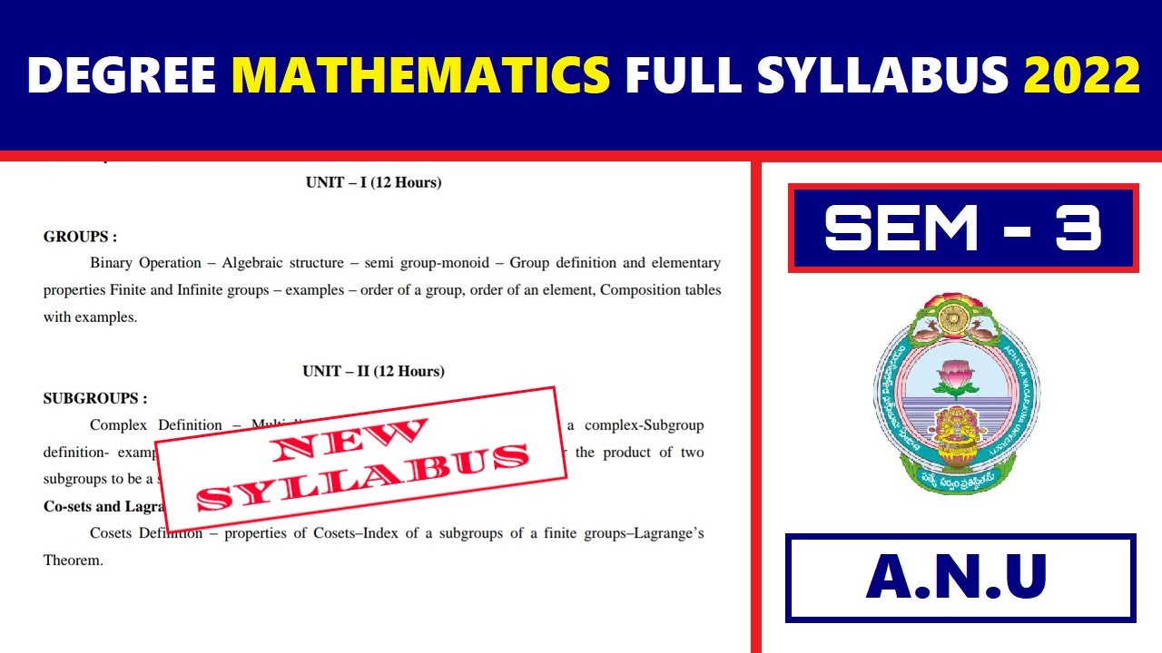 Degree 3rd Semester Mathematics Syllabus | Degree 3rd Sem Maths New ...